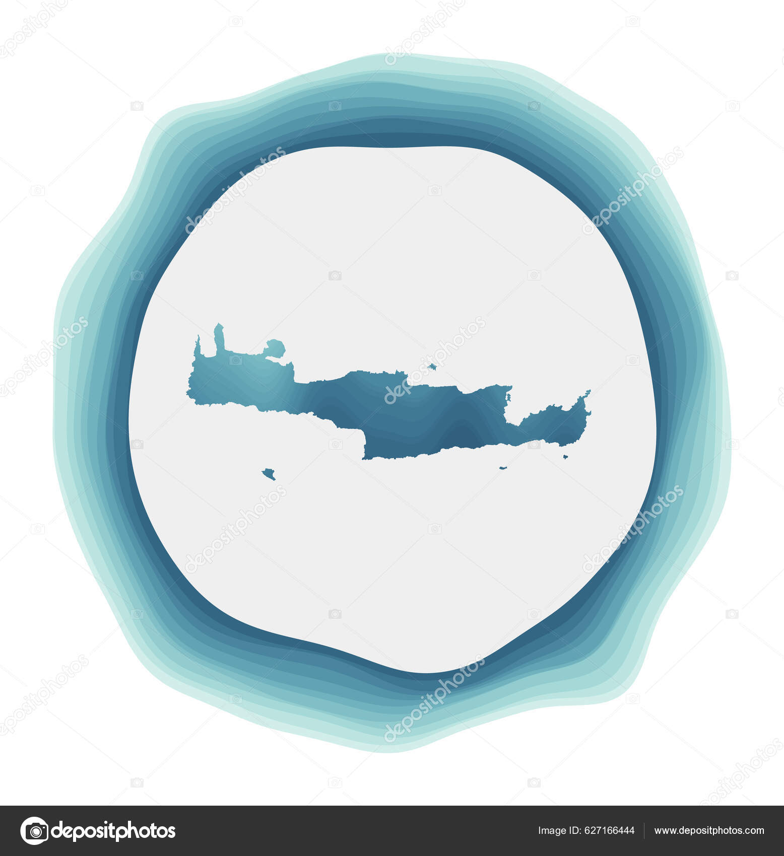 Crete Logo Badge Island Layered Circular Sign Crete Border Shape Stock ...