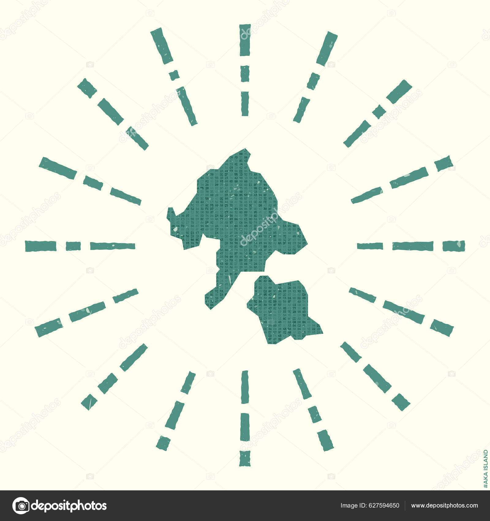 Aka Island Logo Grunge Sunburst Poster Map Island Shape Aka Vector de ...