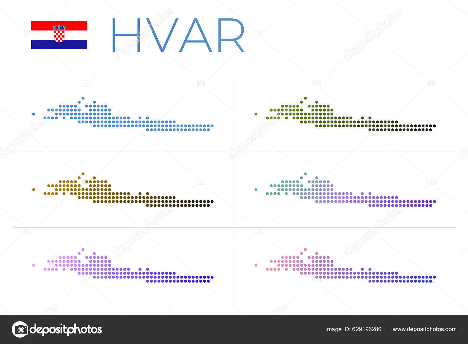 Hvar Dotted Map Set Map Hvar Dotted Style Borders Island Stock ...