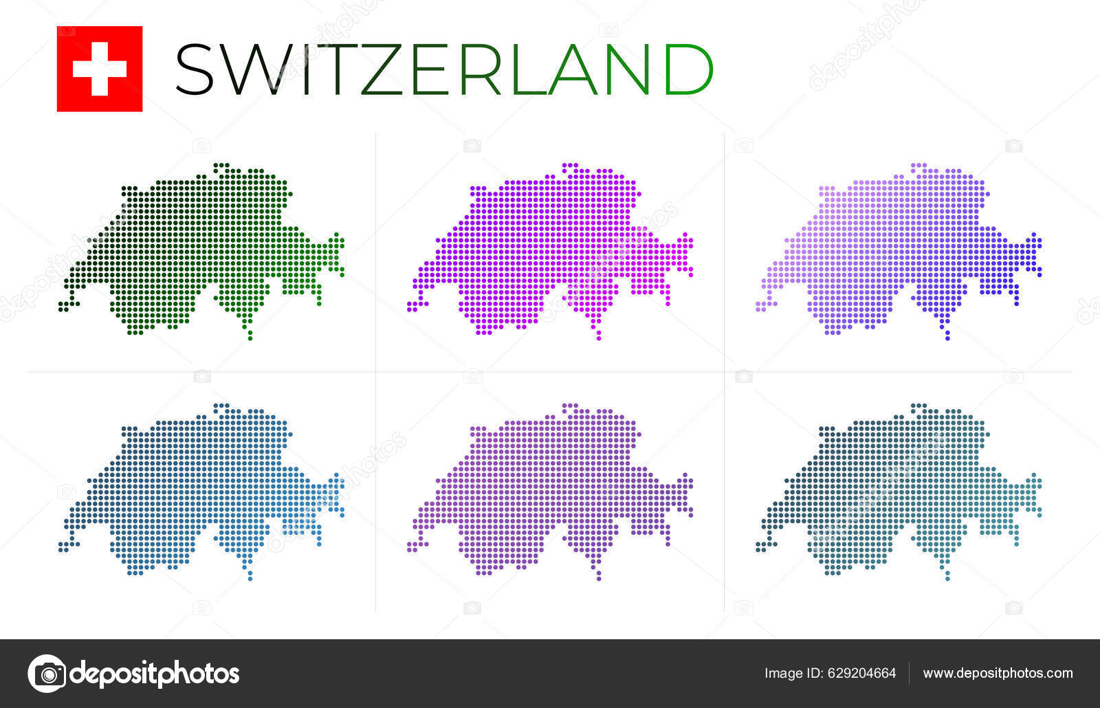 Switzerland Dotted Map Set Map Switzerland Dotted Style Borders Country ...