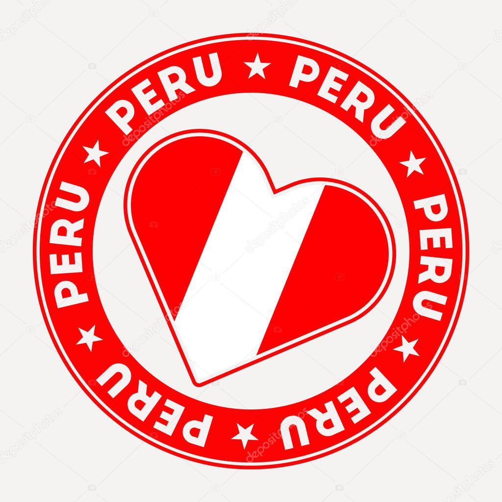 Insignia de la bandera del corazón Perú. Desde Perú con logo de amor ...