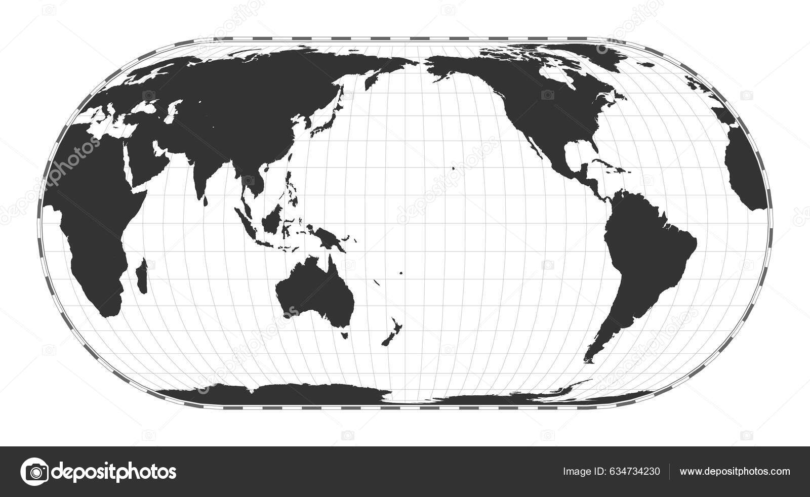 Vector World Map Eckert Projection Plain World Geographical Map ...