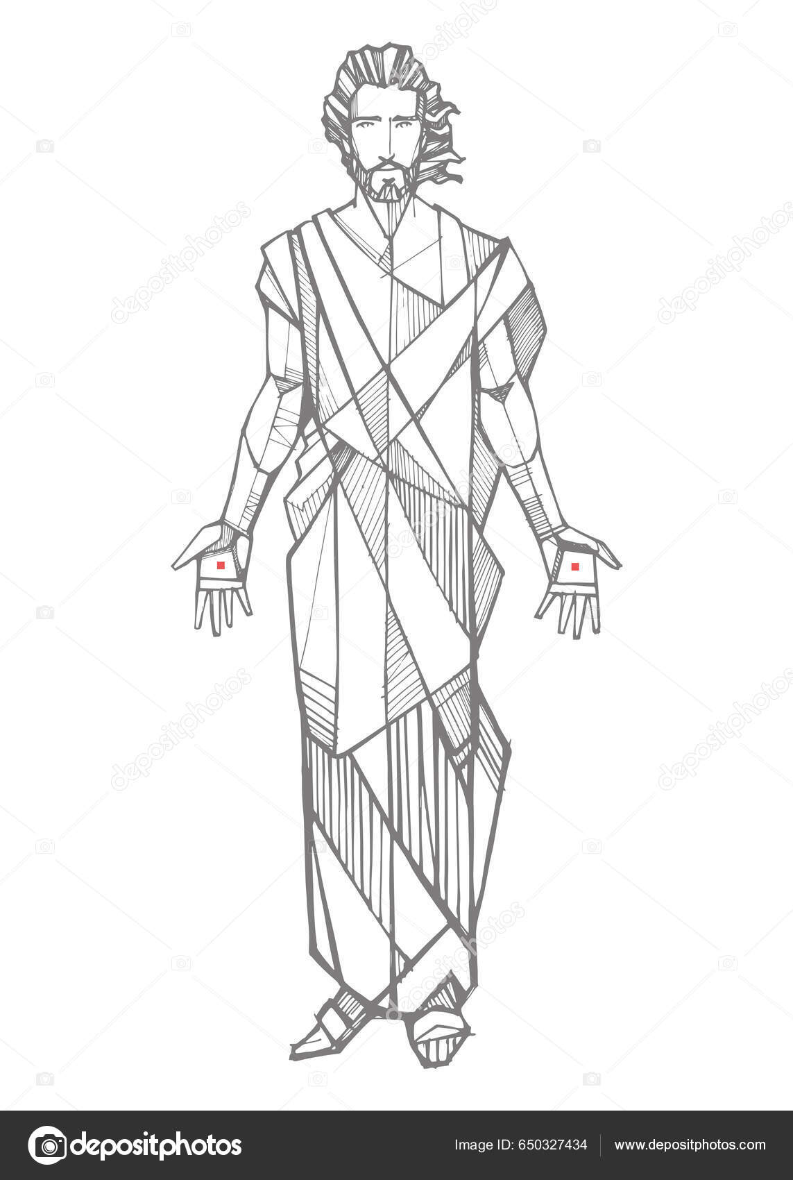 Ilustración Vectorial Dibujada Mano Dibujo Jesús Levántate Vector de ...