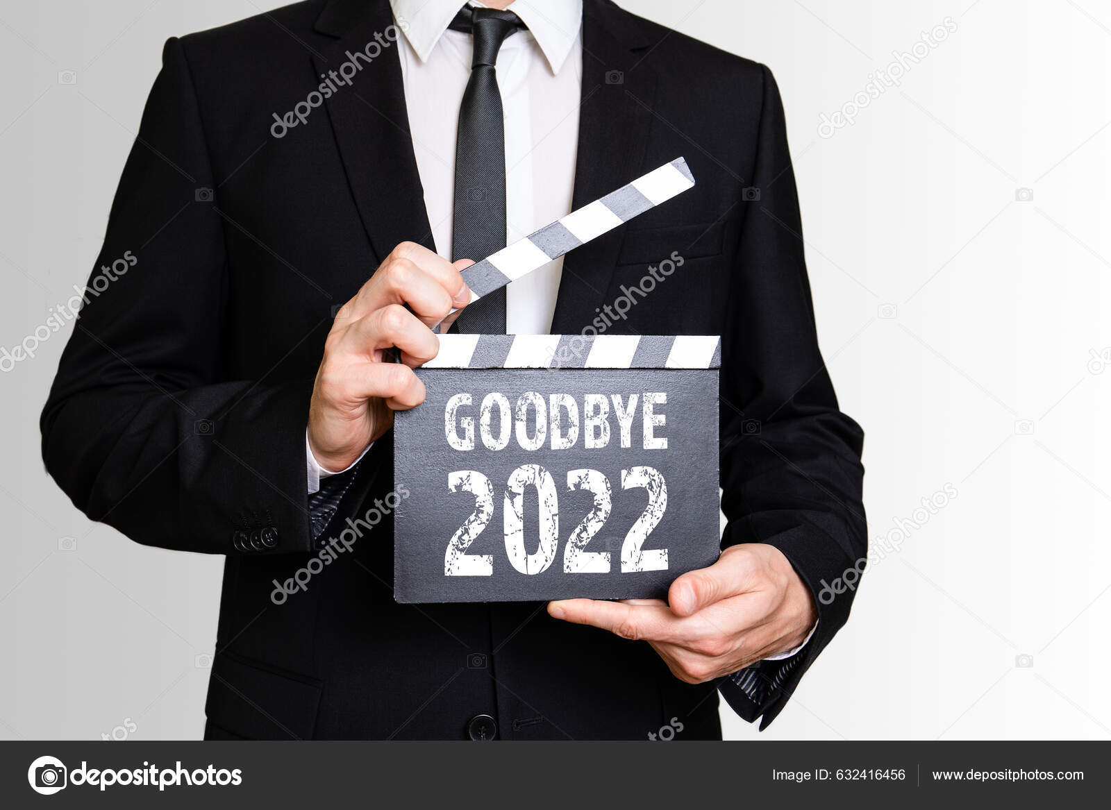 Goodbye 2022 Concept Businessman Showing Movie Clapper Stock Photo by ...