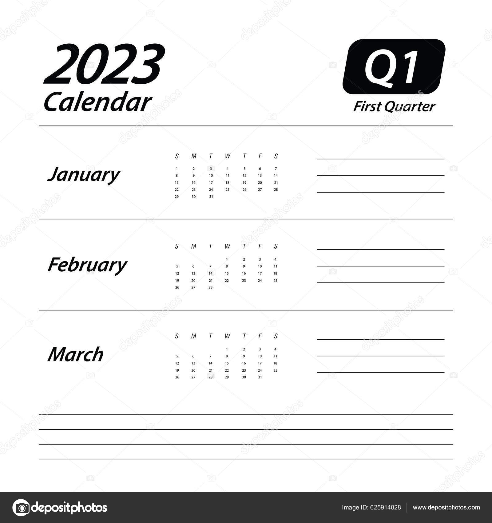 First Quarter 2023 Calendar Stock Vector by ©esbeauda 625914828 First Quarter 2023 Calendar Stock Vector by ©esbeauda 625914828
