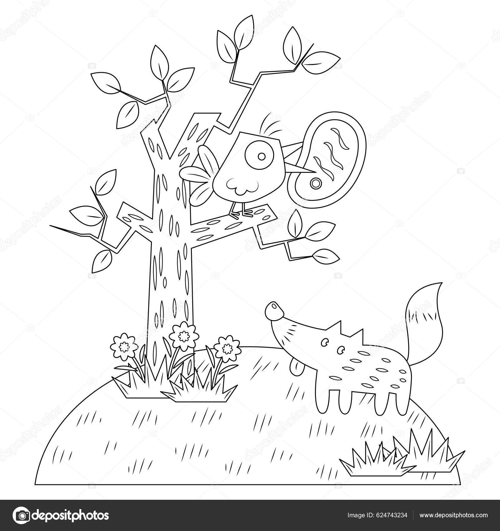 Fox Crow Picture Story Book Aesop's Fable Illustration Cute ...