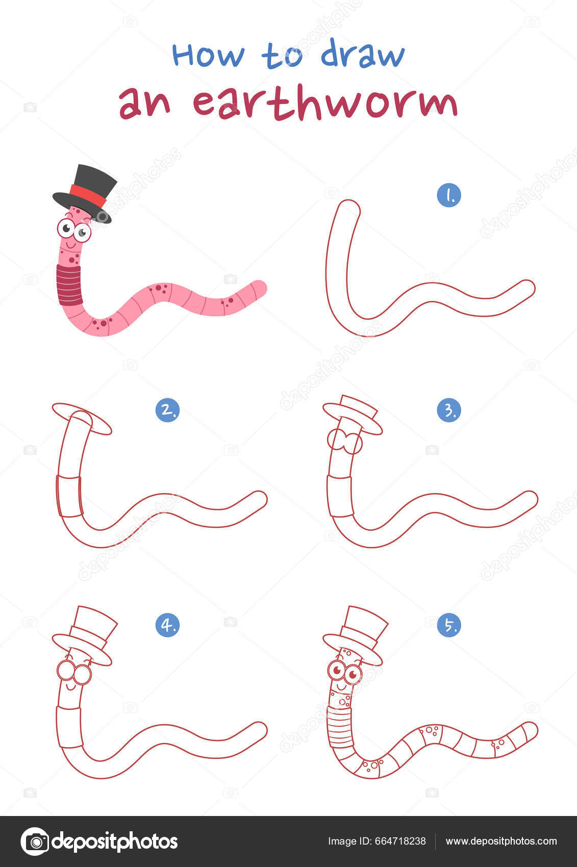 Cara Menggambar Ilustrasi Vektor Cacing Tanah Menggambar Cacing Tanah ...