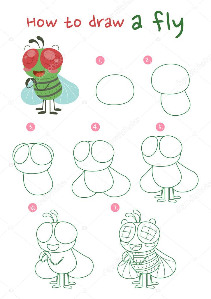 Cómo dibujar una ilustración del vector de la mosca. Dibuja una mosca ...