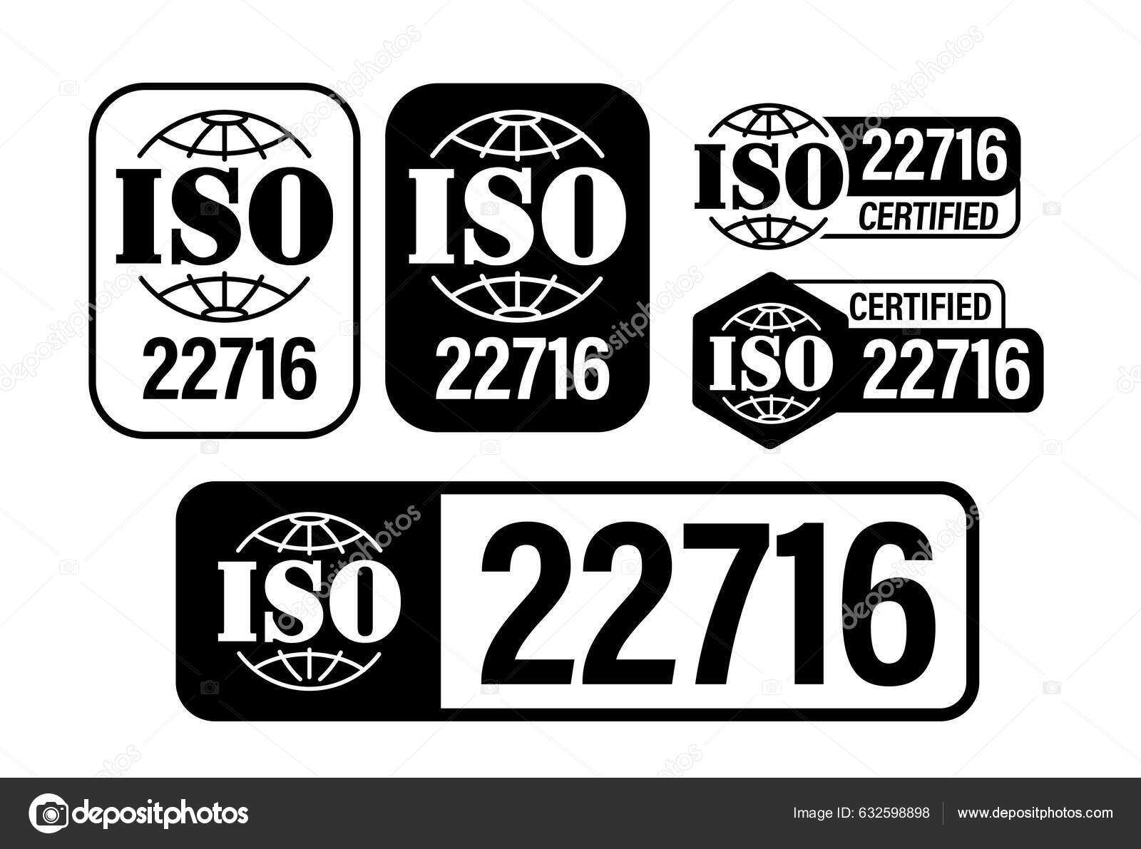 Good Manufacturing Practices Iso 22716 Certified Vector Icon Black ...