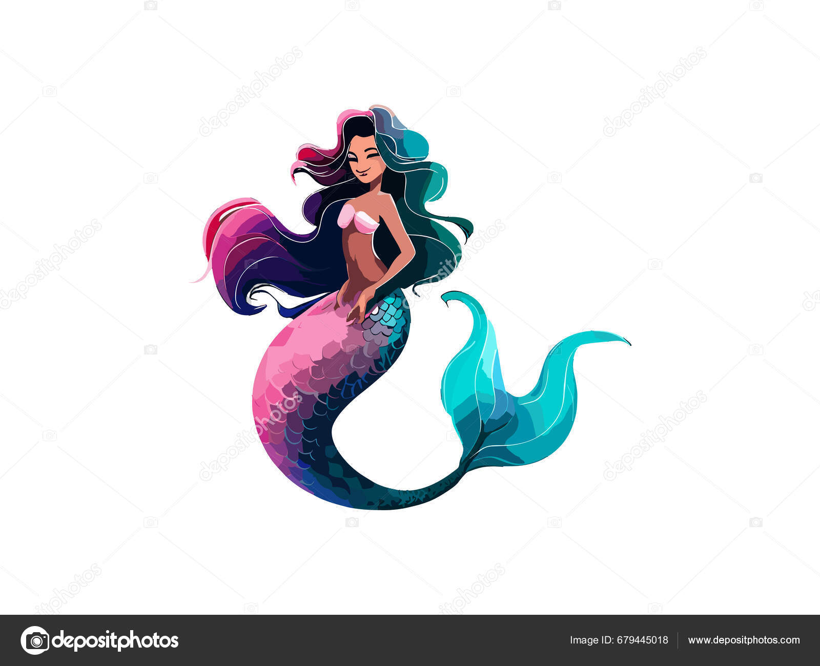 Acuarela Sirena Vector Ilustración Vector de stock #679445018 de ©Gold ...
