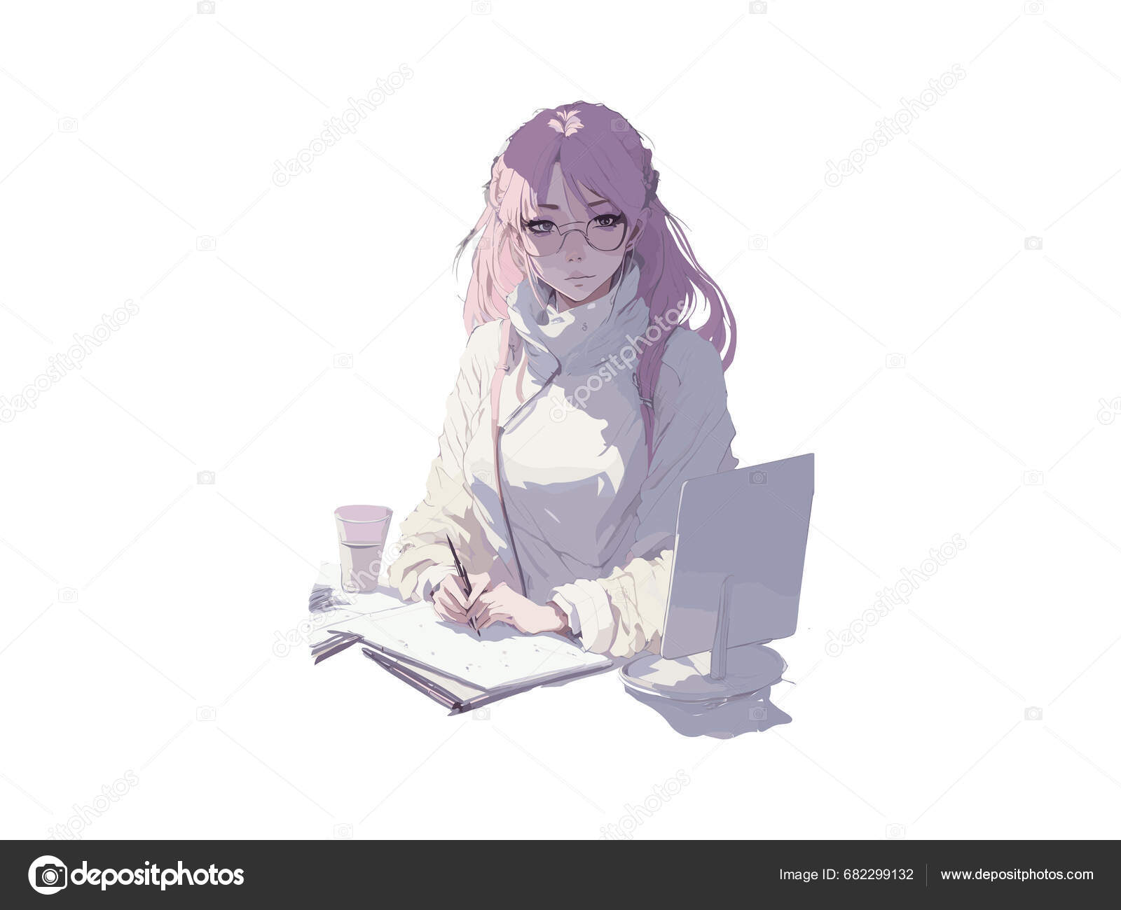 Little Girl Reading Book Cute Red Hair Girl Book Flowers Stock Vector ...