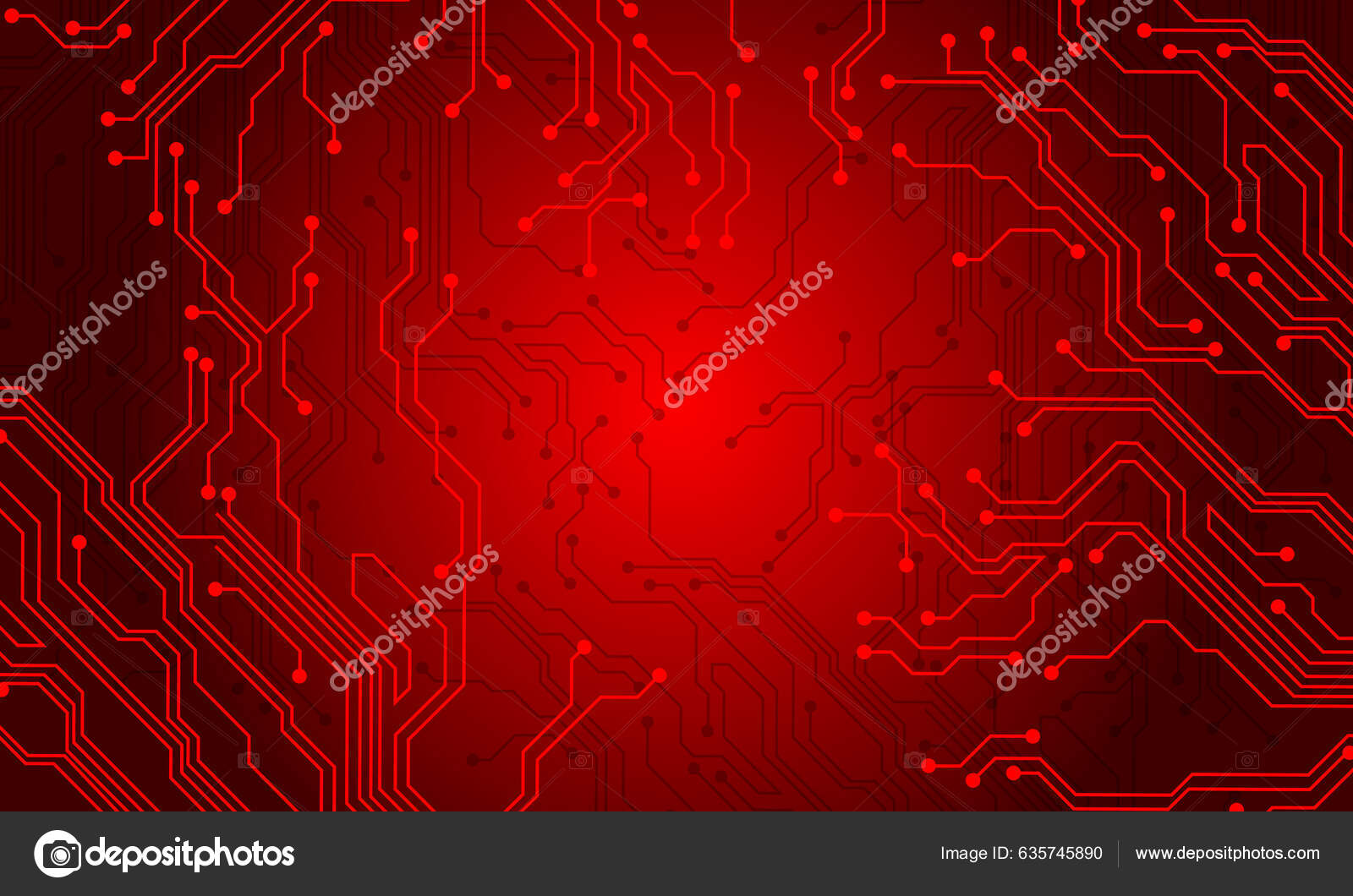 Red Line Circuit Computer Technology Futuristic Background Design ...