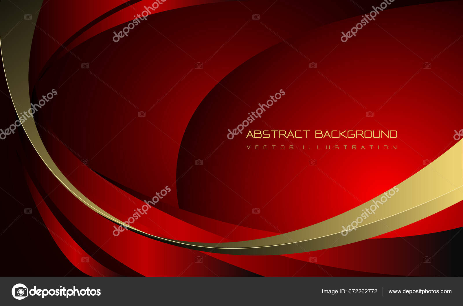Línea Oro Abstracto Rojo Curva Metálica Dinámica Superposición Sombra ...
