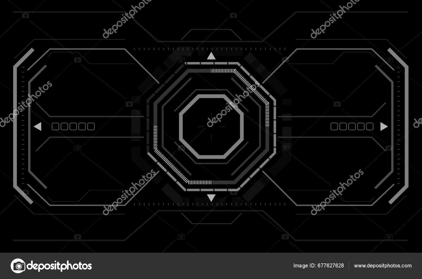 Hud Sci Interface Screen View White Geometric Black Design Virtual ...