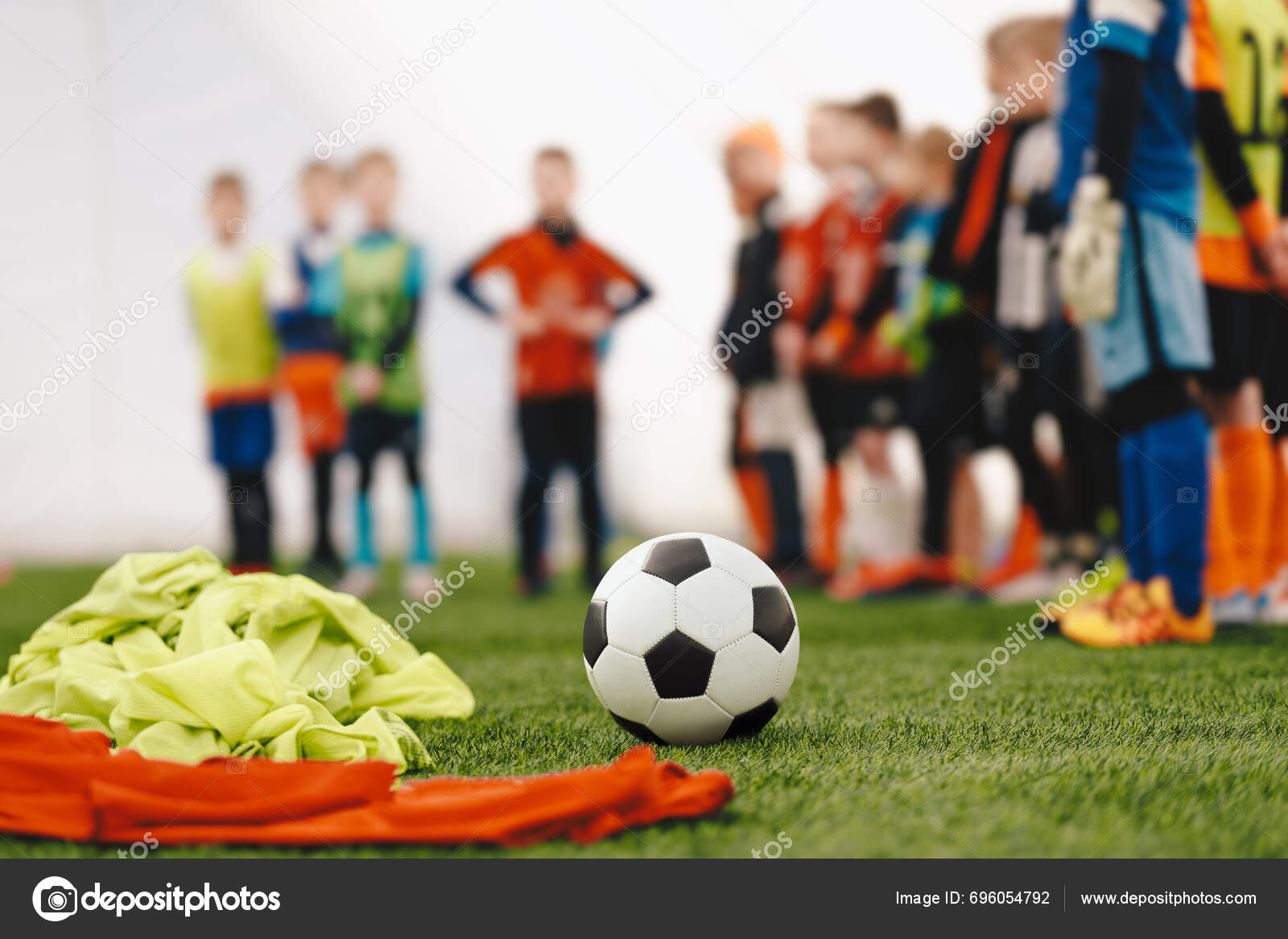 European Football Training School Group School Kids Standing Row ...