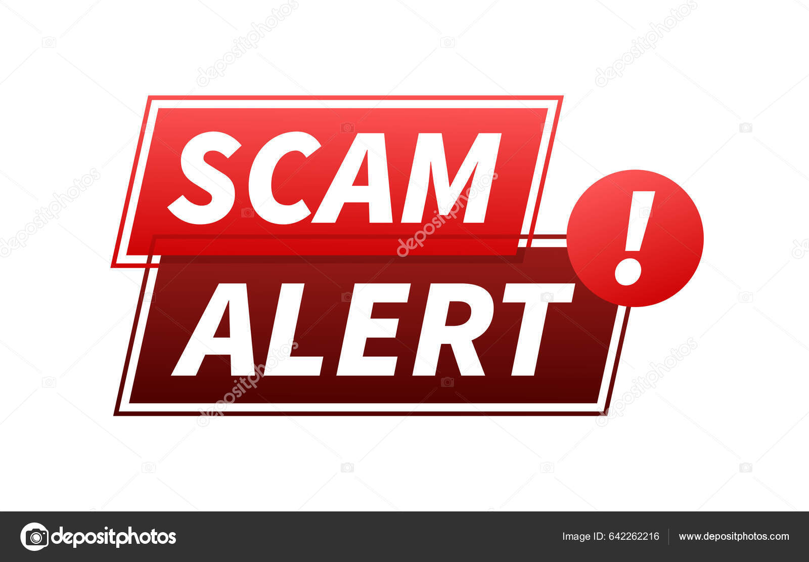 Banner Red Scam Alert Attention Sign Cyber Security Icon Caution Stock ...
