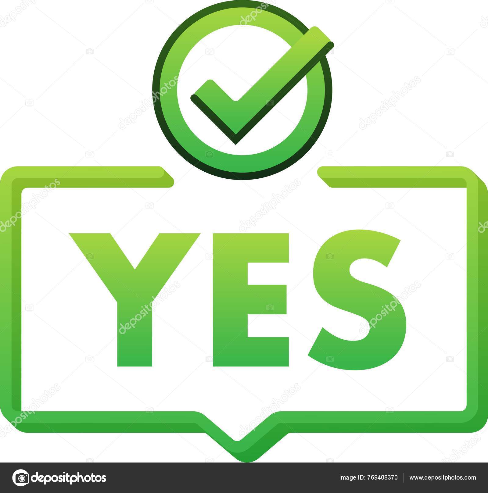 Green Yes Speech Bubble Check Mark Symbolizes Agreement Approval ...