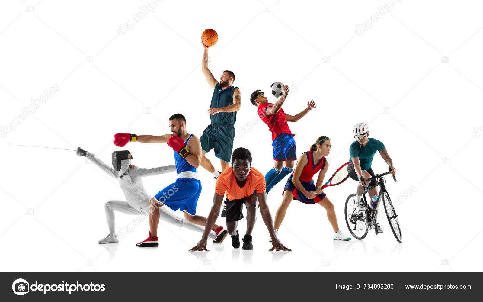 Collage Dinámico Atletas Varios Deportes Esgrima Boxeo Baloncesto ...