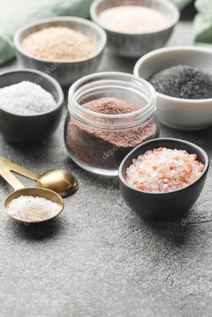 Assorted speciality salt, himalayan pink salt, italian black truffle ...