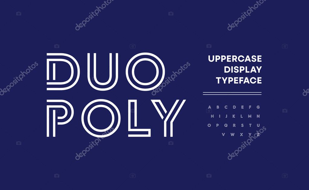 Rayas Fuente Personalizada Línea Alfabeto Mayúsculas Conjunto Fuentes ...