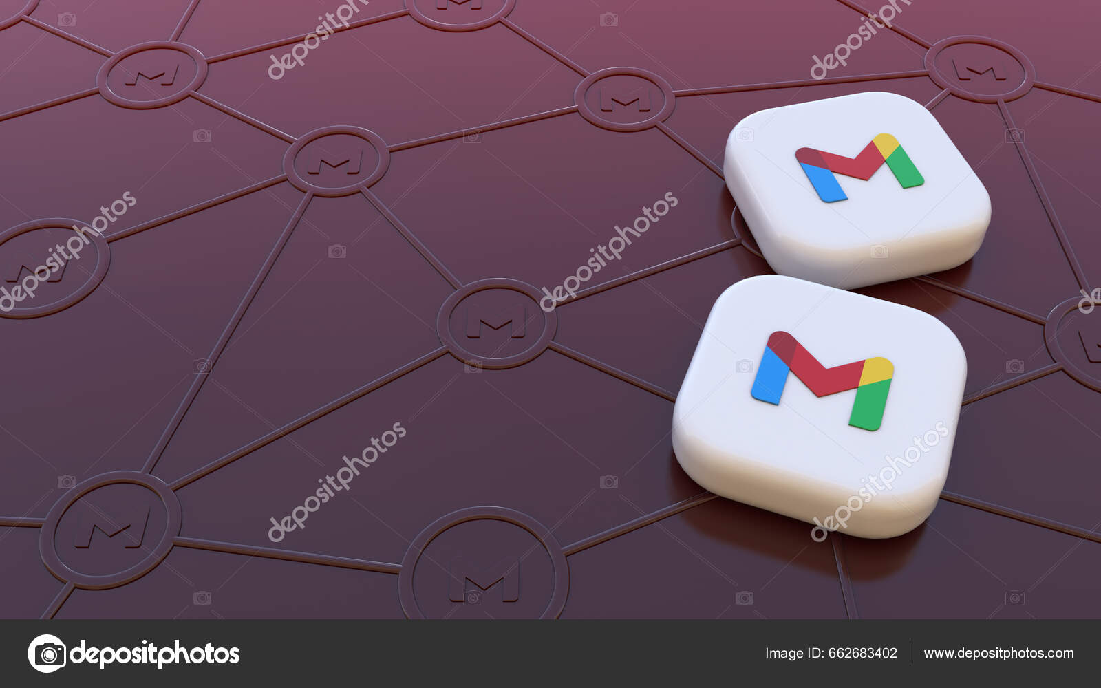 Rendering Two Badges Icon Gmail Red Background — Stock Editorial Photo ...