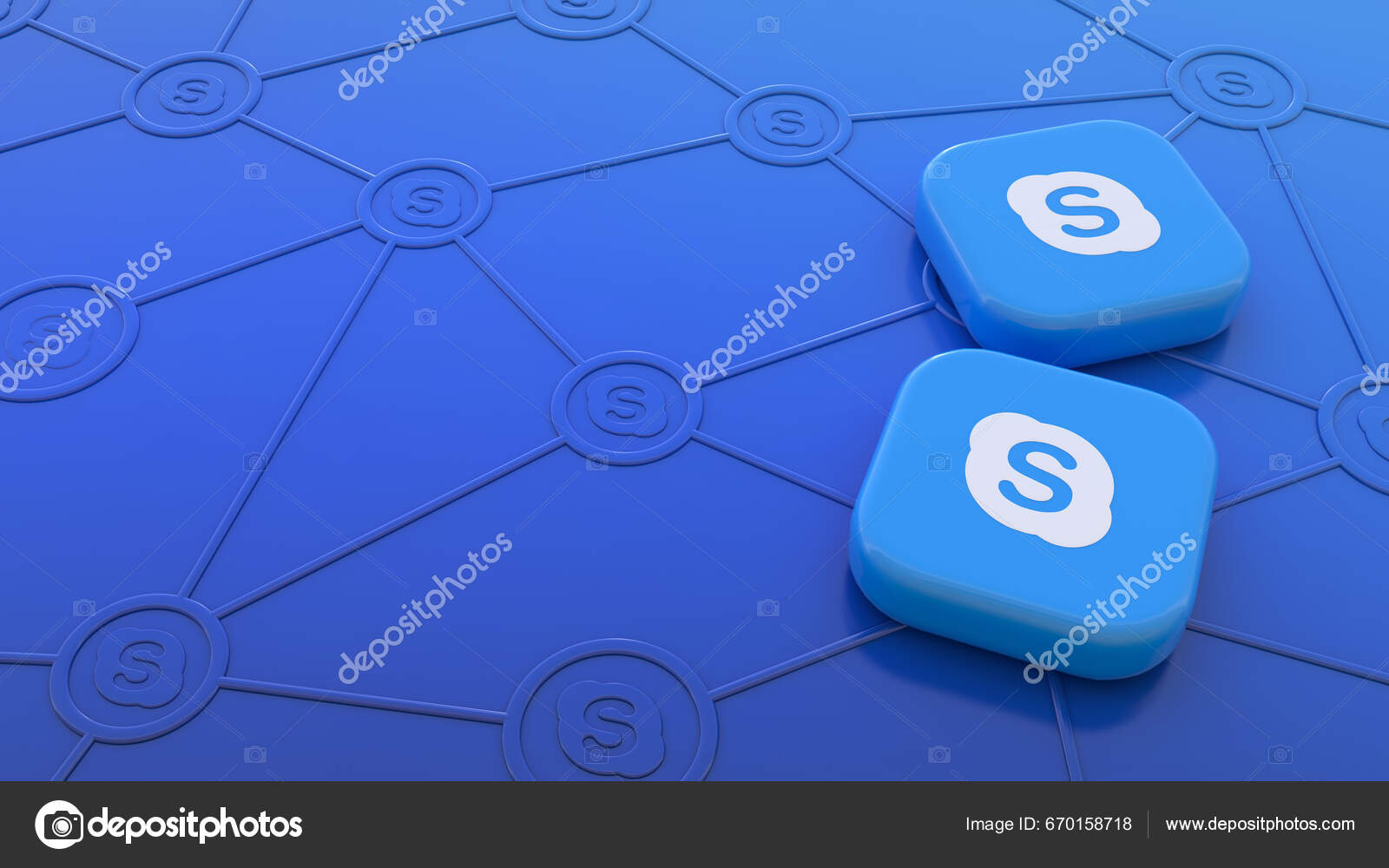 Rendering Two Badges Skype Logo Blue Background Representing Concept ...