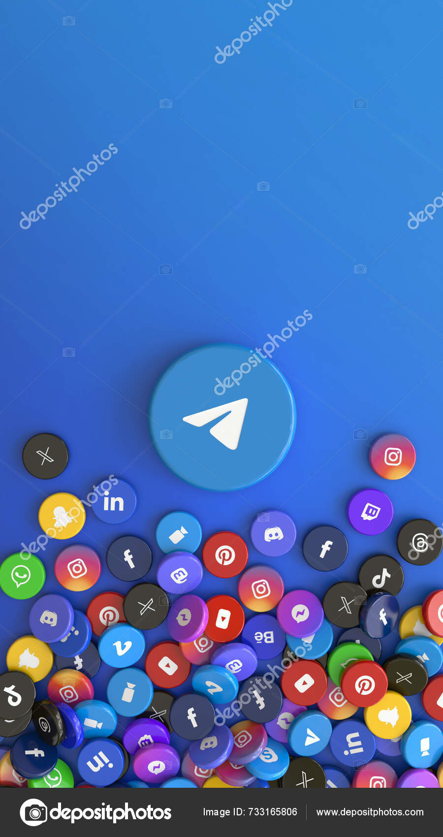 Badge Telegram Icon Surrounded Many Plates Logo Most Important Social ...