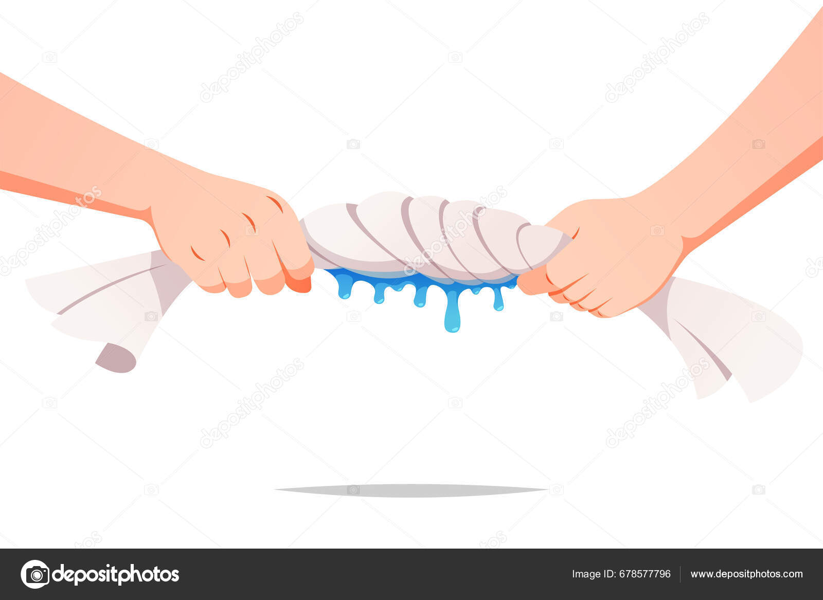 Vector Paño Húmedo Apretado Mano Torcido Aislado Sobre Fondo Blanco ...