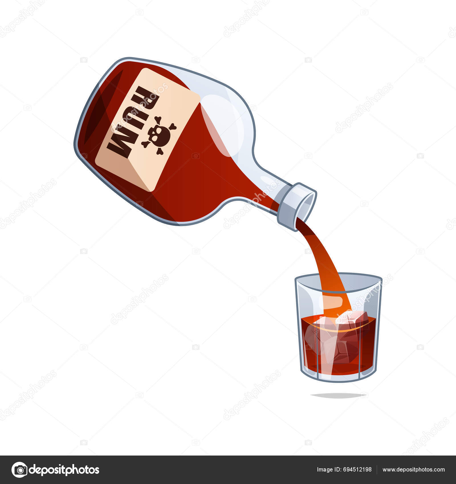 Pour Rum Glass Vector Isolated White Background Stock Vector by ©Mamanz01 694512198