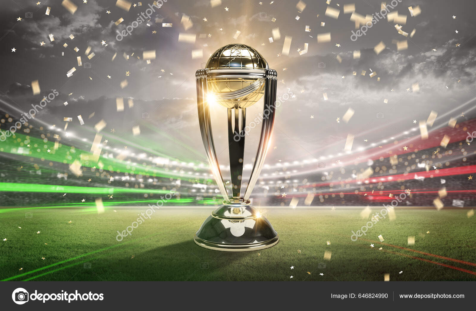 Cricket World Cup Celebration Winning Trophy Ball Rendering ...
