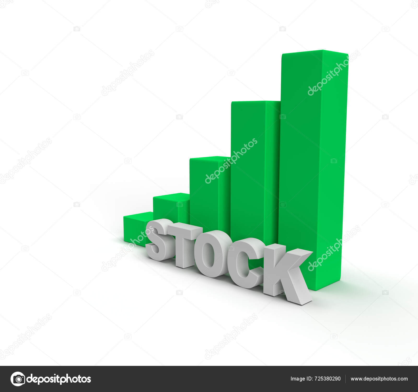 Growing Green Bar Graph Stock White Income Growth Concept Rendering ...