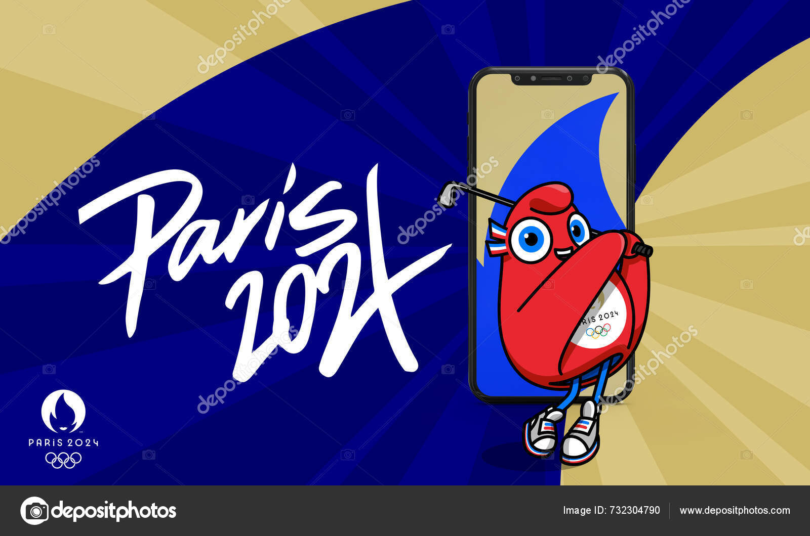 Pakistan Karachi Juli 2024 Maskot Paris 2024 Topi Olimpiade Yang — Foto ...