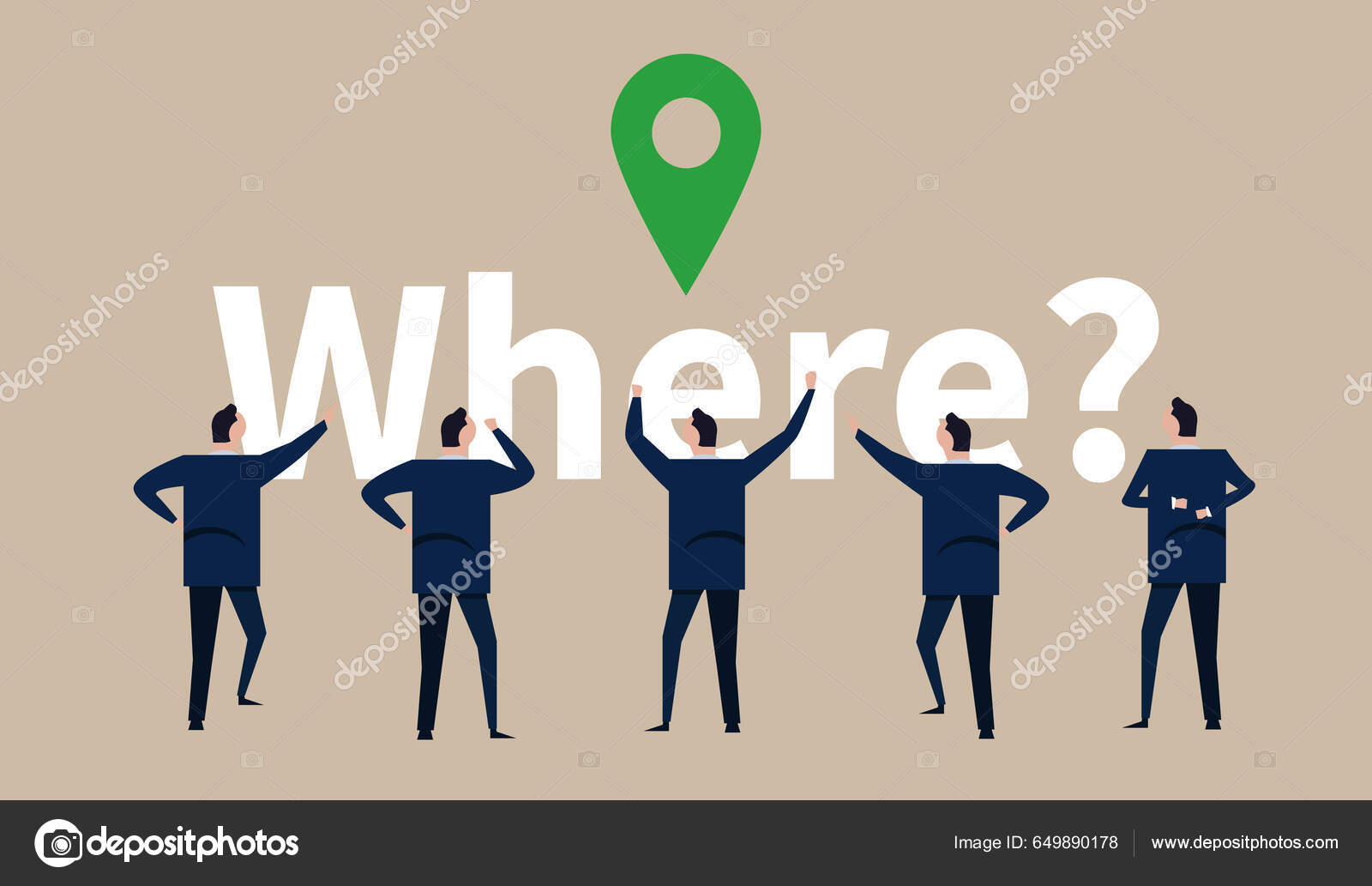 Location Business Place Pointer Team Businessman Discuss Map Location ...