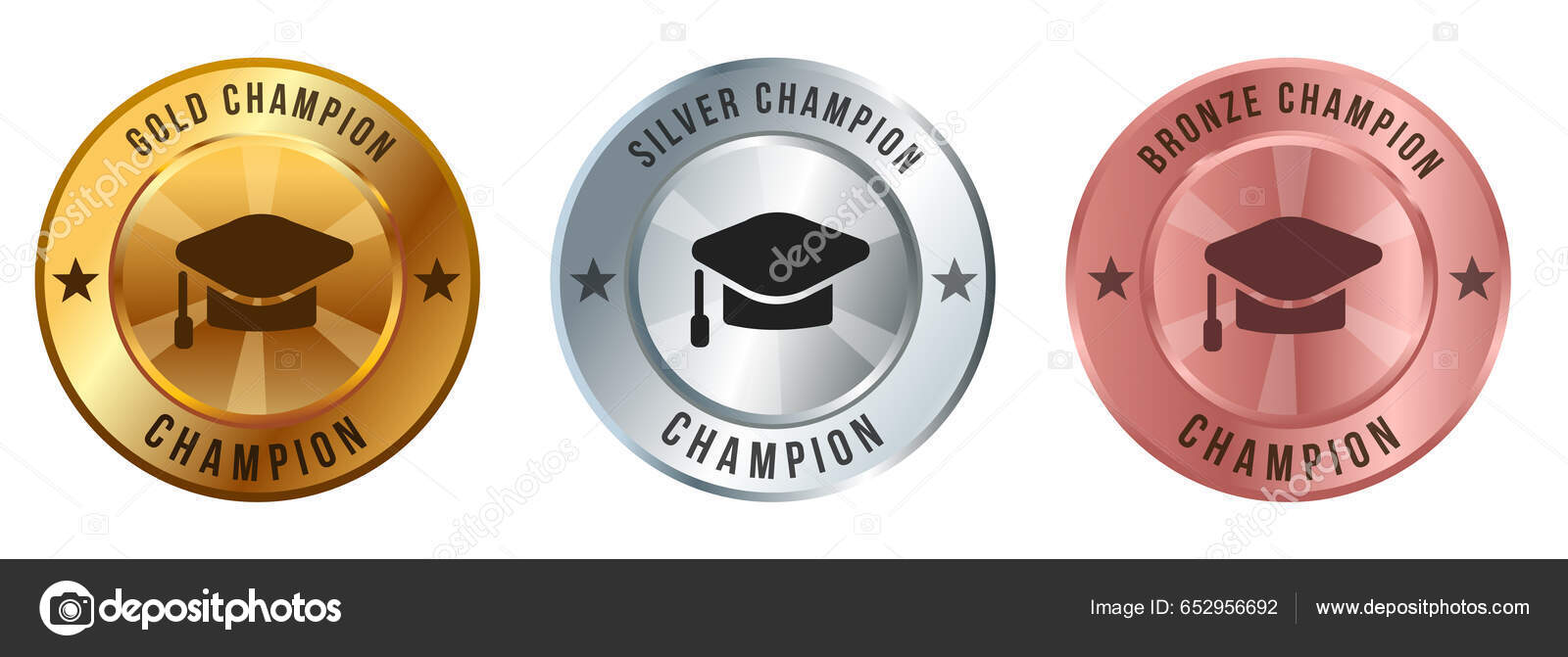 Academic Education Graduation Cap Hat Medal Gold Silver Bronze ...