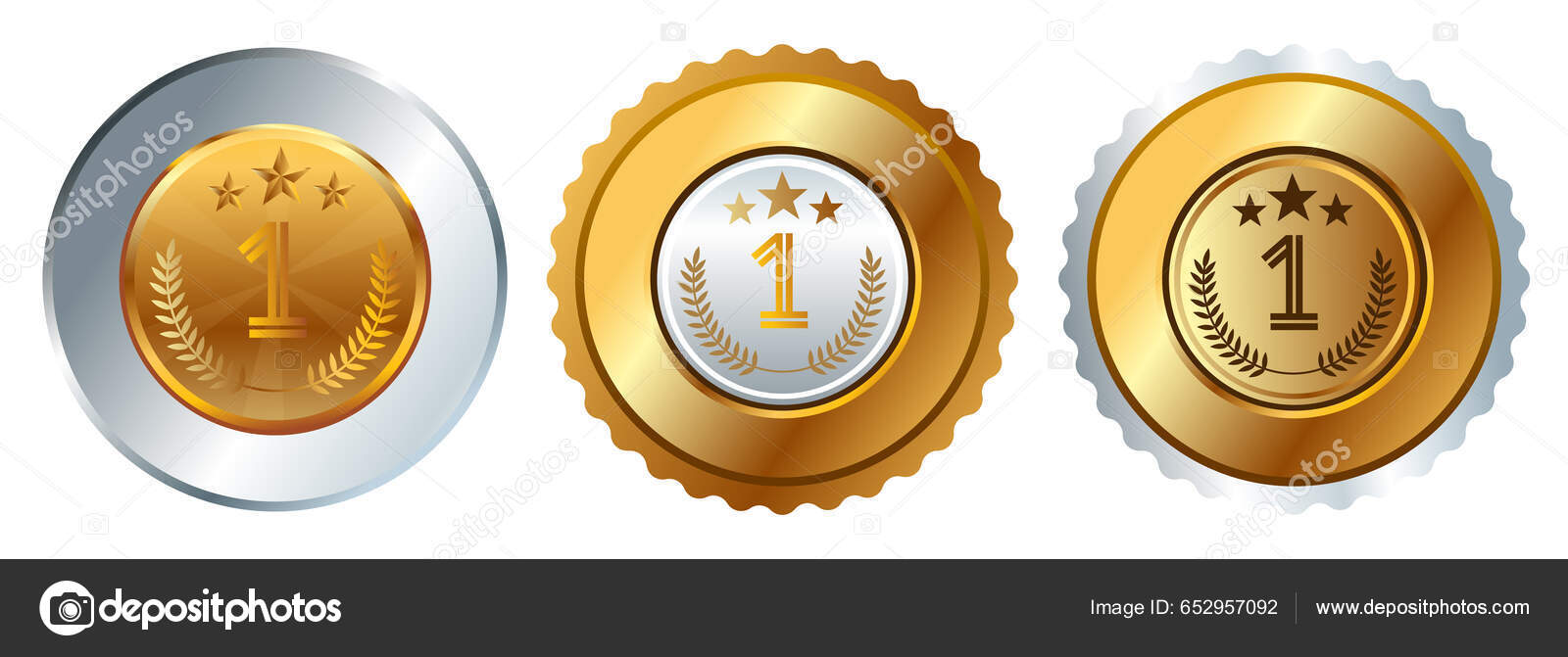 First Number 1St One Winner Medal Emblem Reward Gold Vector Stock ...