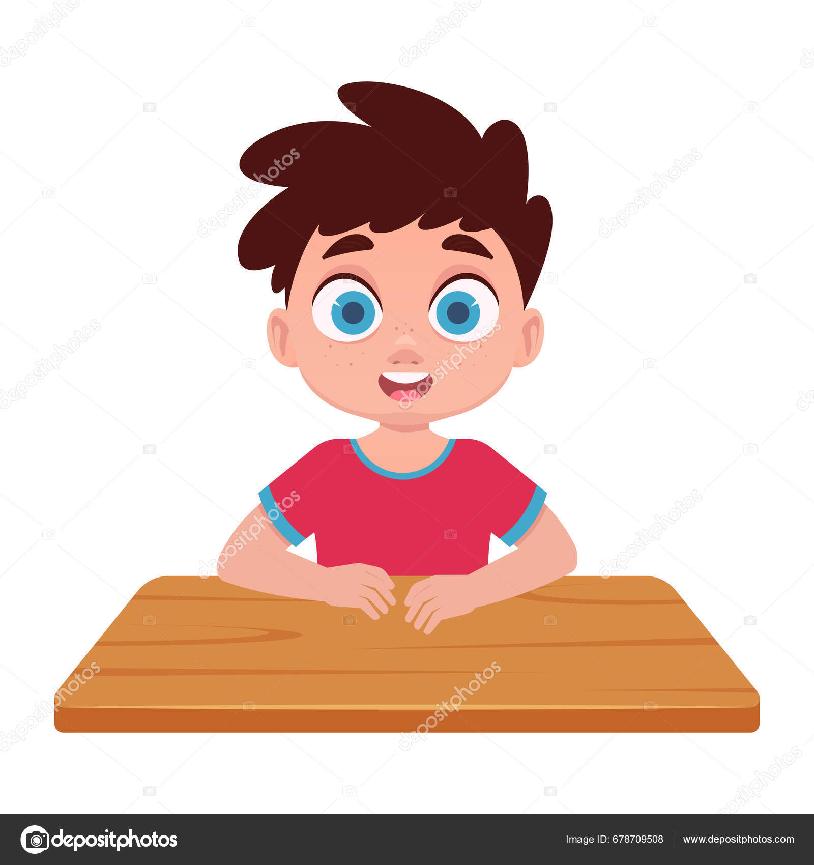 Niño Sentado Escritorio Una Clase Escuela Vector de stock por ©Andy ...
