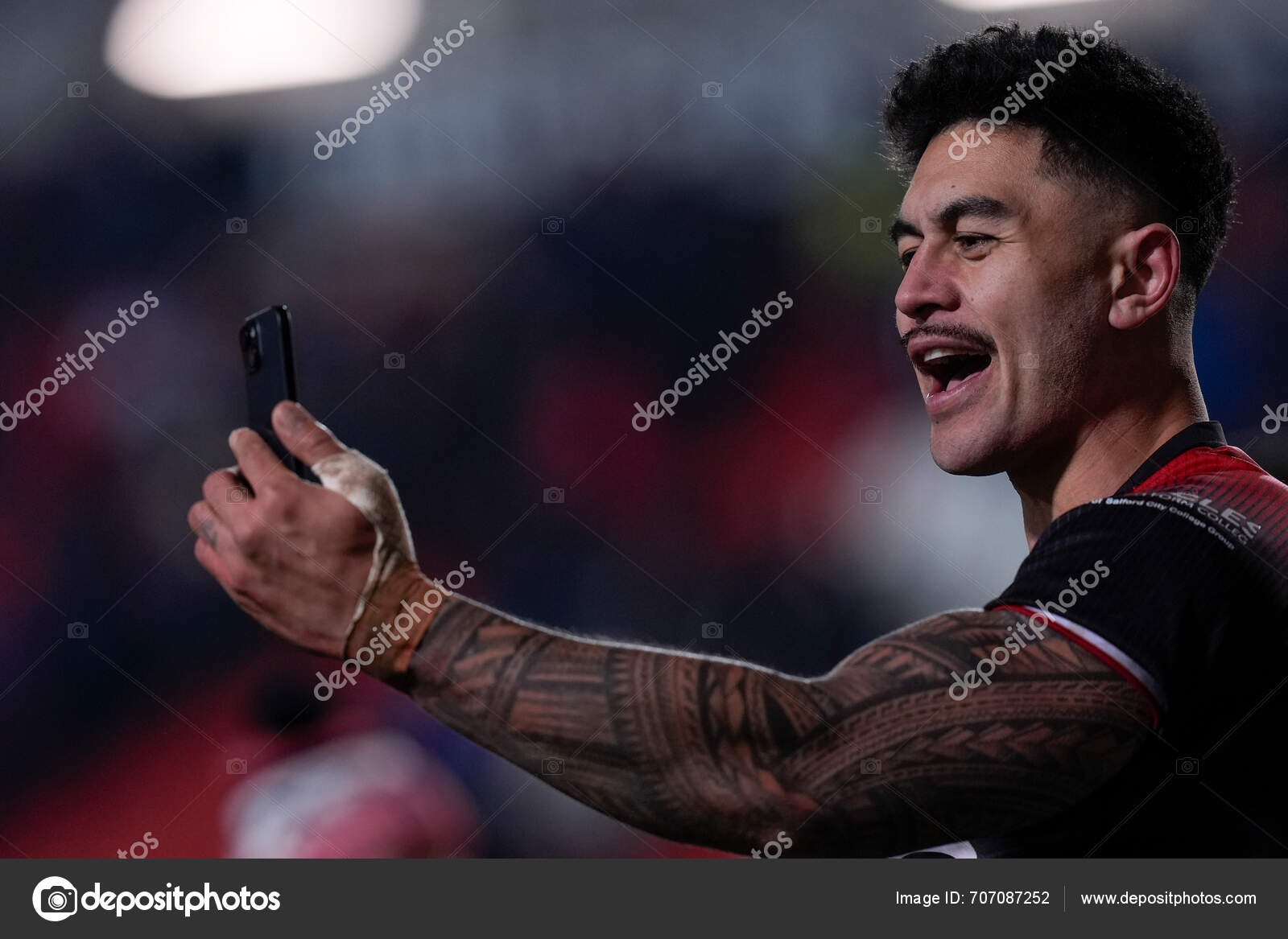 Tim Lafai Salford Red Devils Speak Video Message His Sides — Stock ...