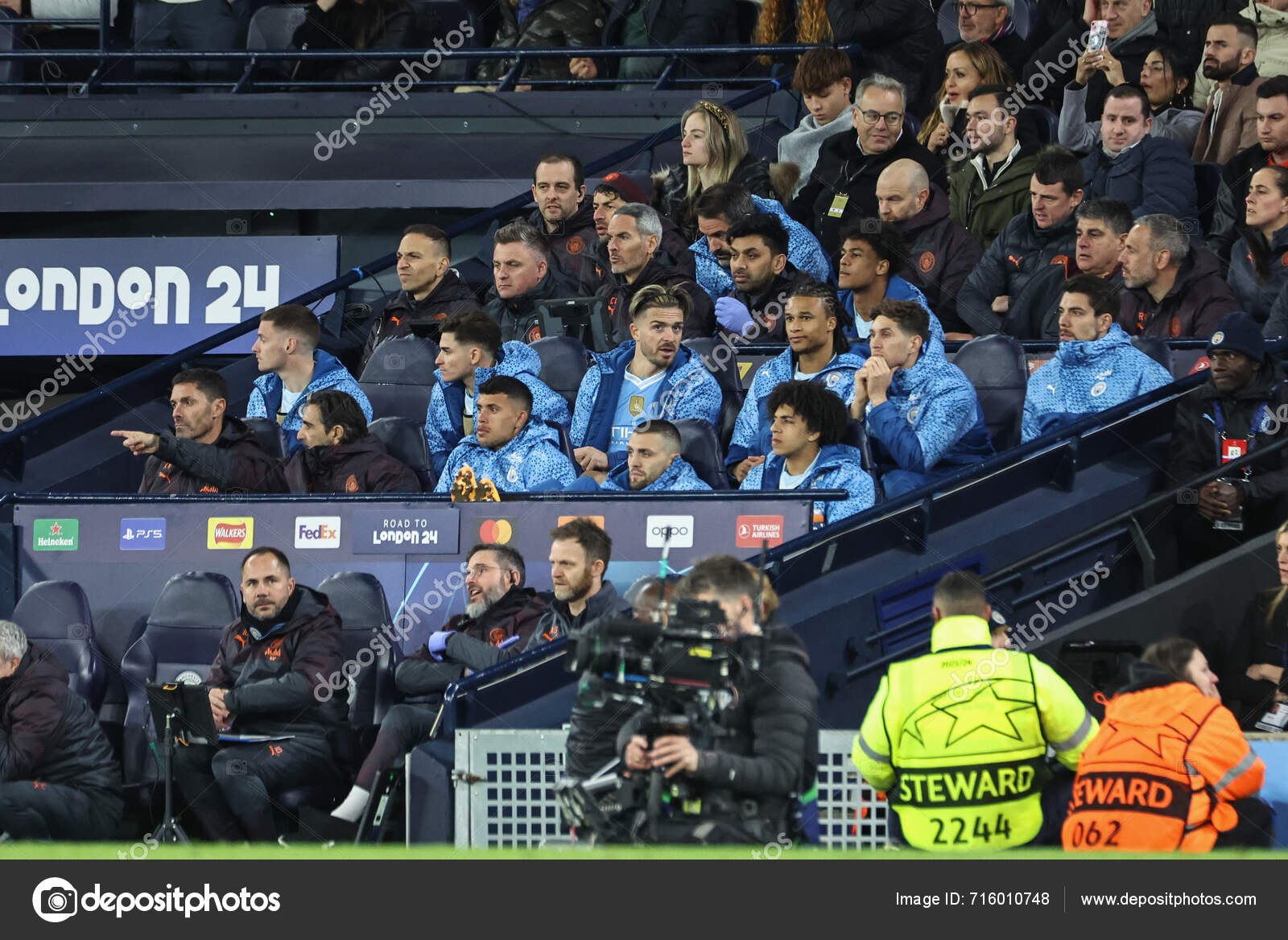 Manchester City Bench Uefa Champions League Quarter Final Manchester ...