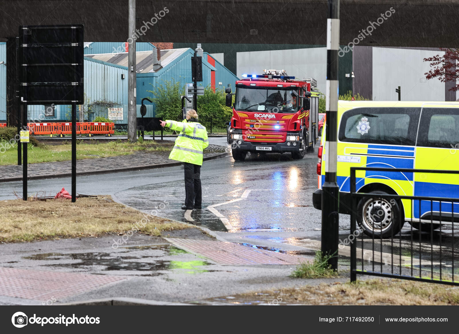 Four Fire Engines Fire Rescue Services Multiple Ambulances Marked ...