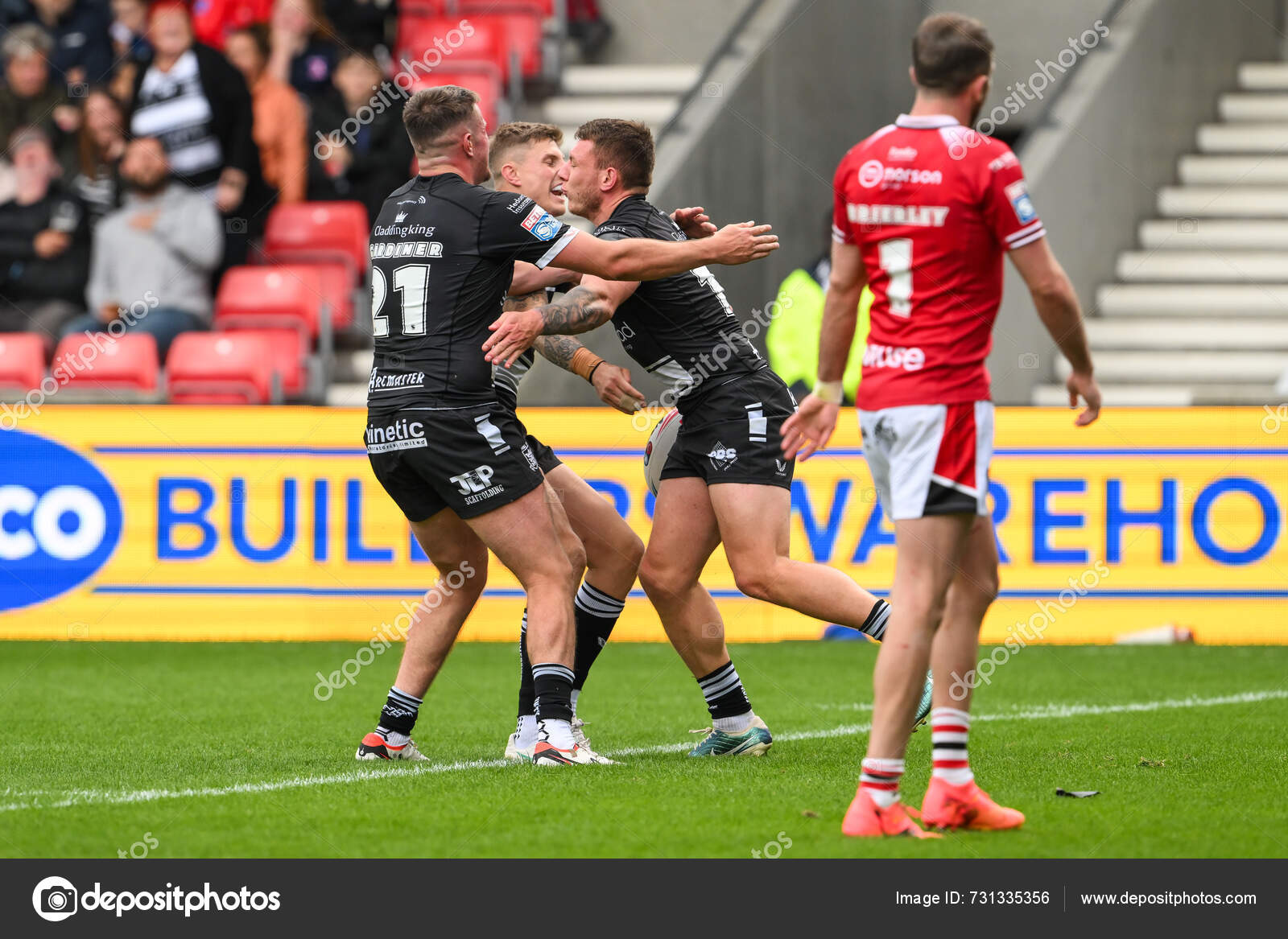 Jordan Lane Hull Celebrates His Try Betfred Super League Match — Stock ...