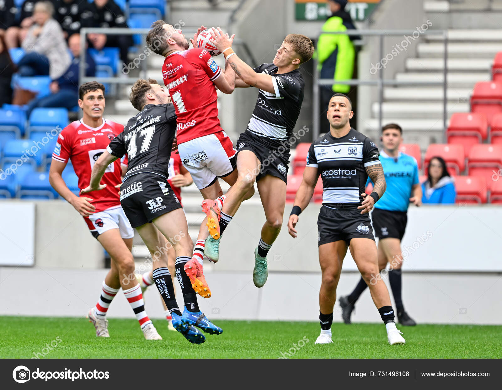 Ryan Brierley Salford Red Devils Logan Moy Hull Both Jump — Stock ...