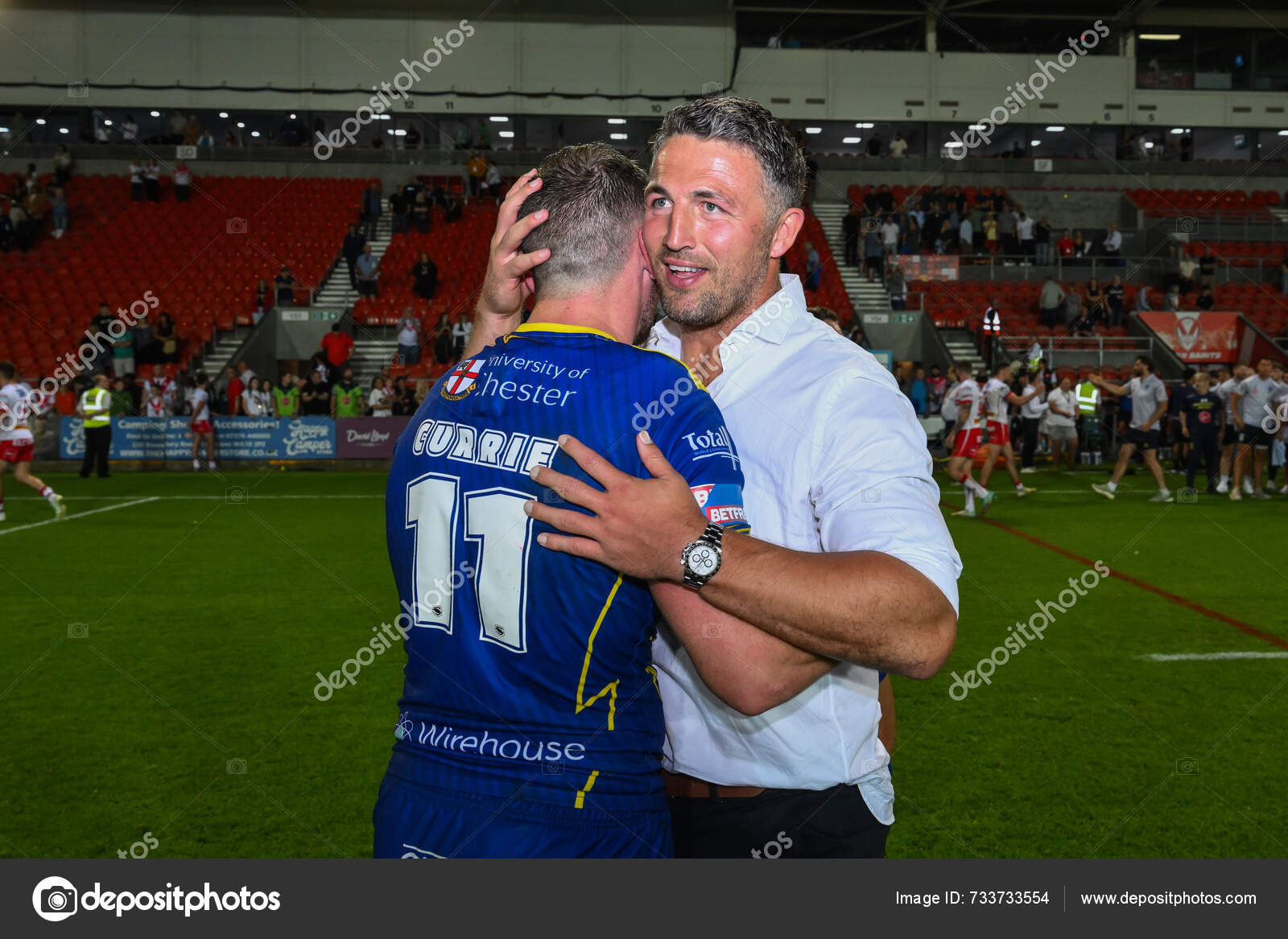 Sam Burgess Head Coach Warrington Wolves Celebrates Ben Currie ...