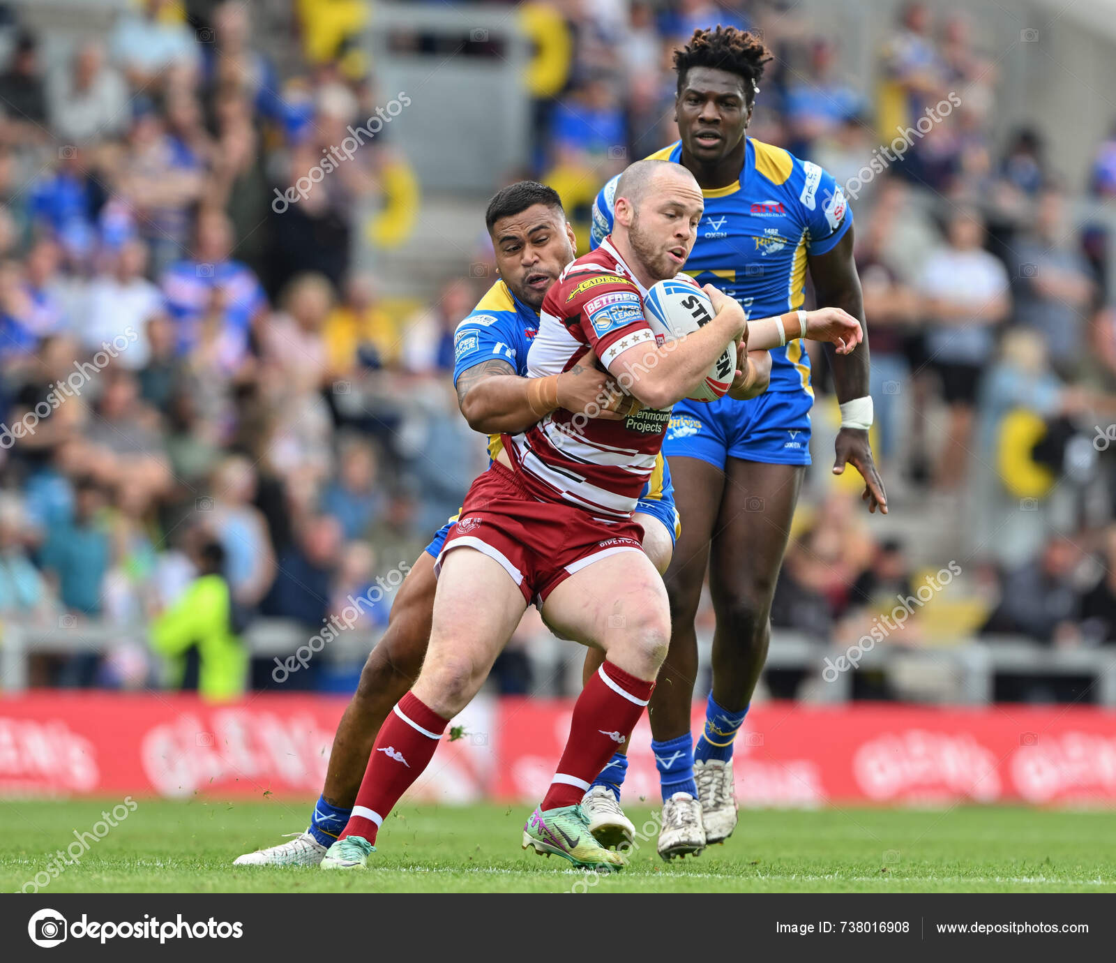 Liam Marshall Wigan Warriors Tackled Sam Lisone Leeds Rhinos Betfred ...