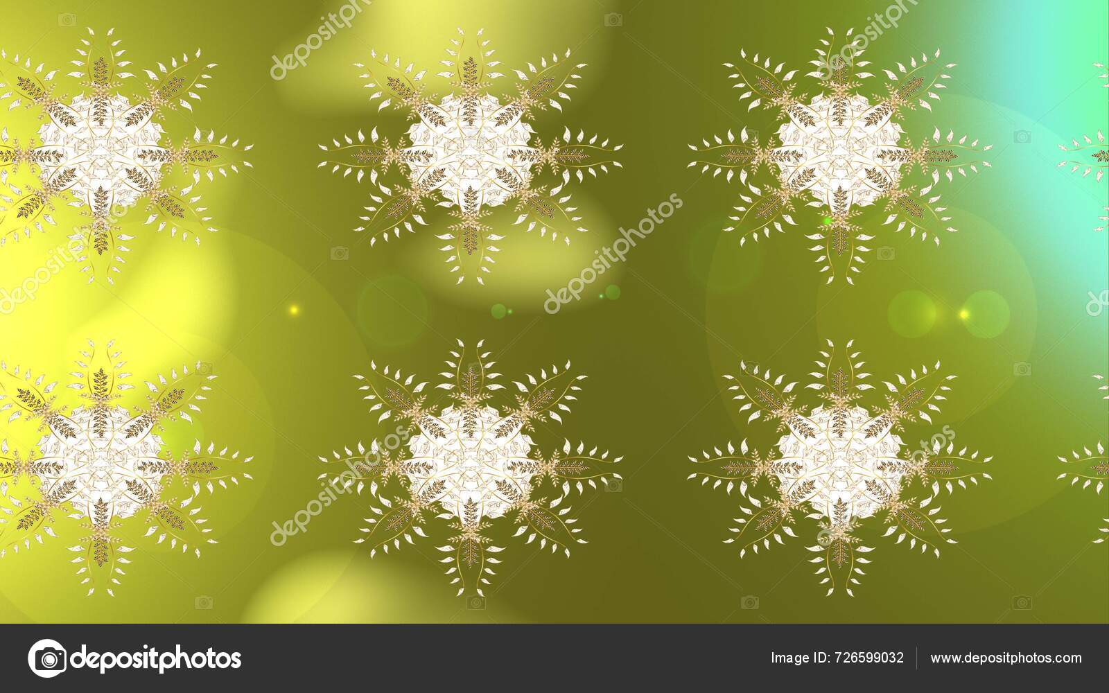 Raster Illustration Winter Golden Christmas Snow Flat Crystal Element ...