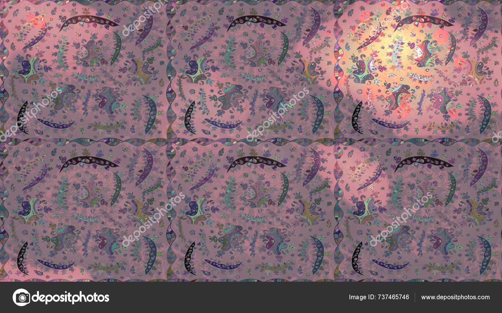 Seamless Floral Pattern Raster Illustration Flowers Neutral Pink Gray ...