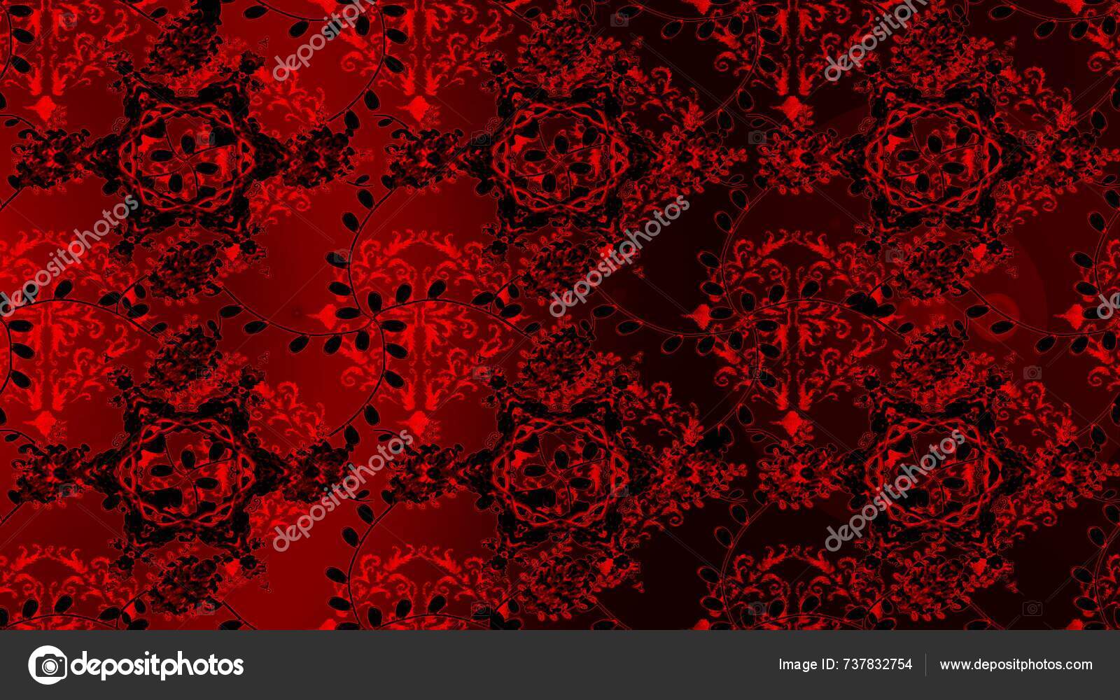 Cute Flower Raster Pattern Flowers Red Black Brown Colors Colour ...