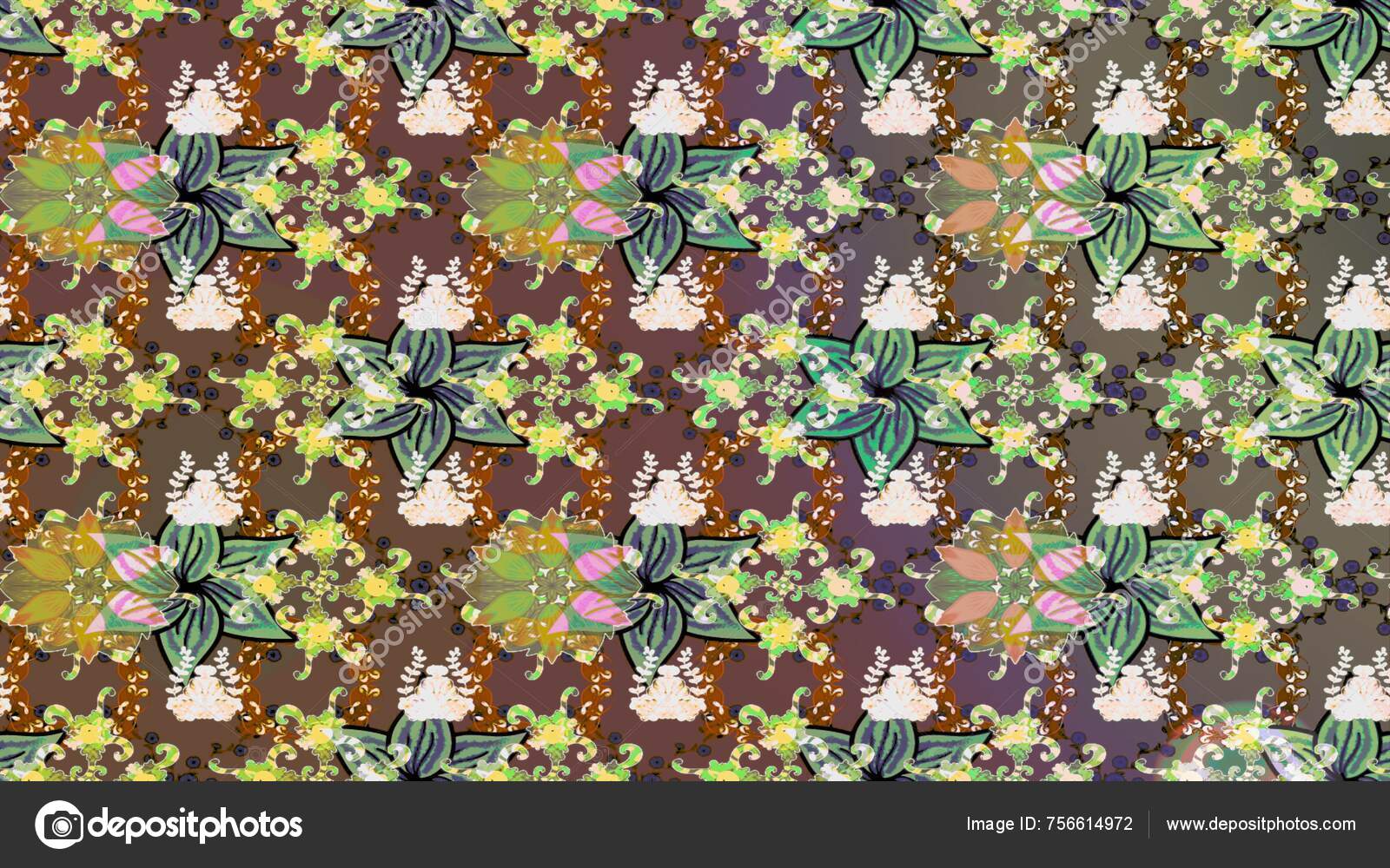 Cute Flower Raster Pattern Flowers Brown Colors Sketch Colour Spring ...