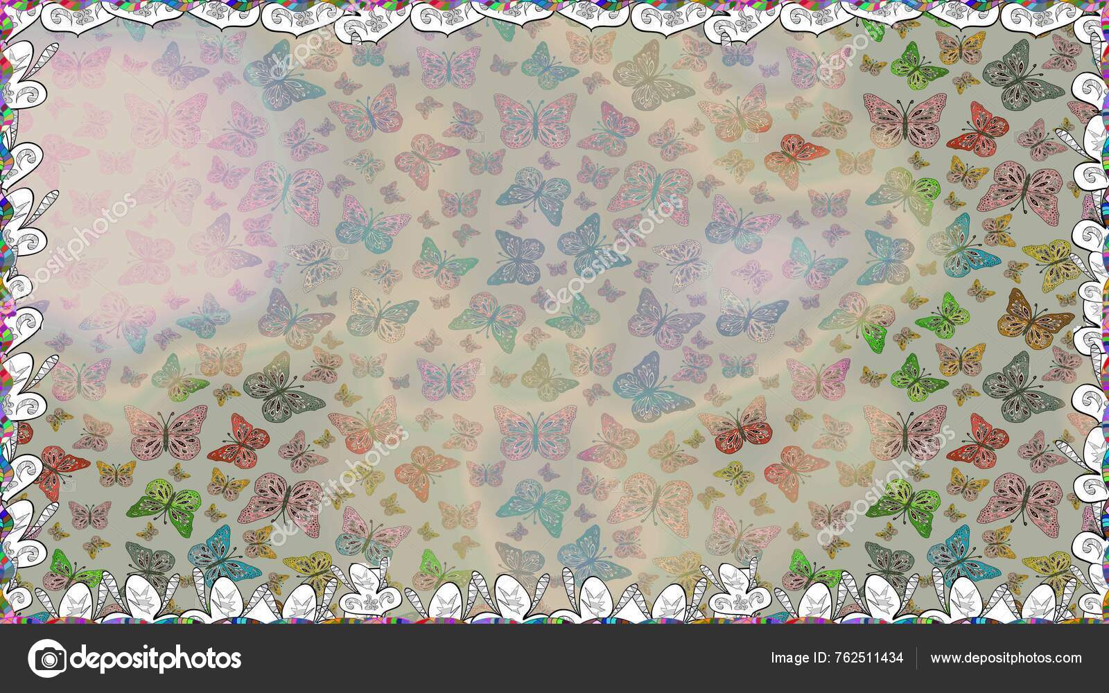 Repeated Butterflies Cute Girly Seamless Pattern Drawn Hand Endless ...