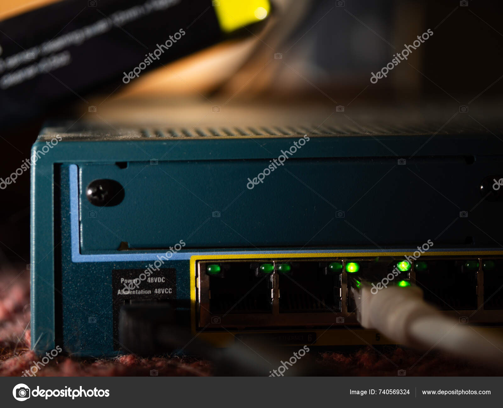 Ethernet Cable Network Switch Port Close Selective Focus — Stock Photo ...