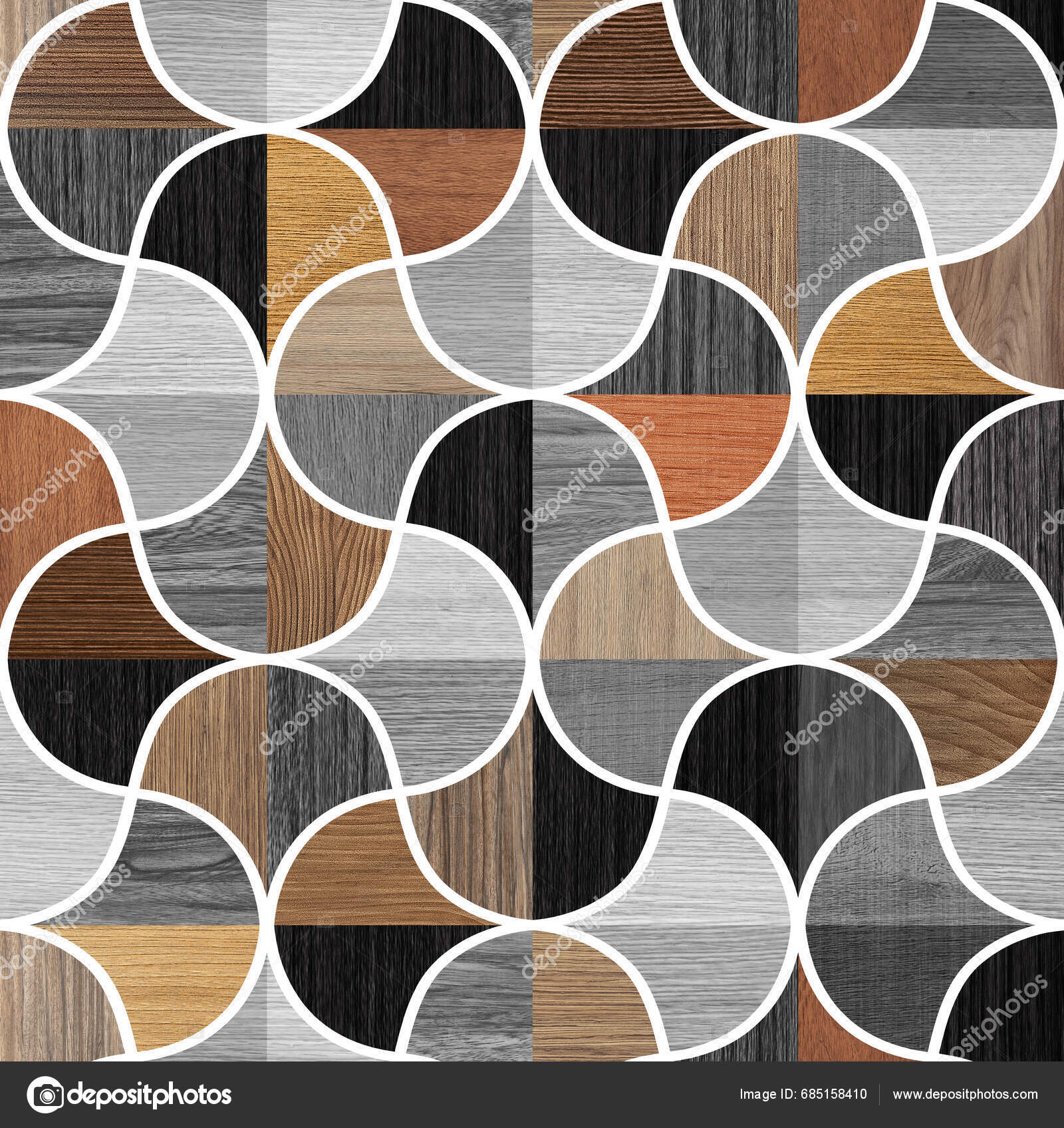 Seamless Colorful Art Propeller Shape Design Wood Texture Wall Tiles ...
